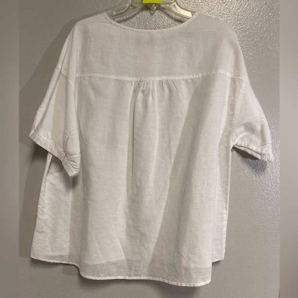 Tops | 10 Linen Short Sleeve Sheer Top | Poshmark